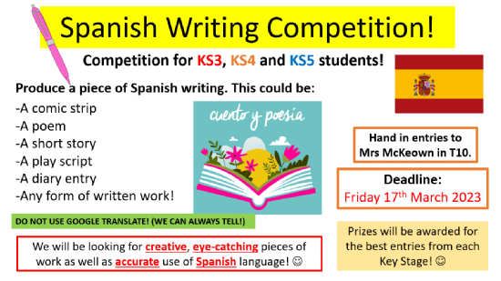 Bingley Grammar School - Spanish Writing Competition!